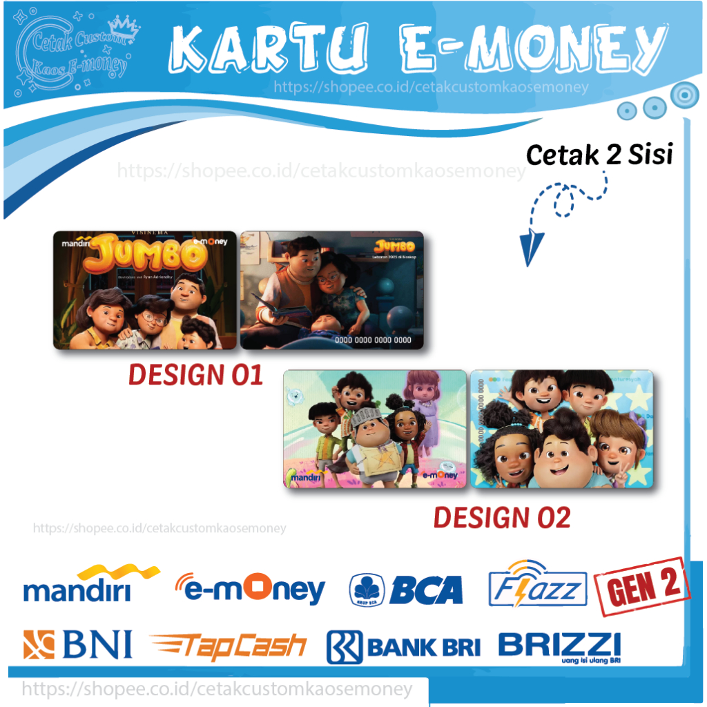 Jual KARTU EMONEY ETOLL KARTUN ANIMASI JUMBO 2 MANDIRI EMONEY BNI ...