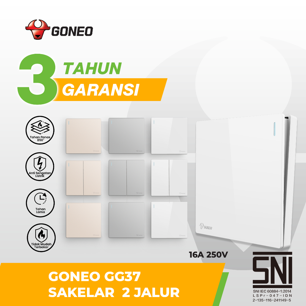 Jual Goneo Saklar Lampu 2 arah dan Intermediate Saklar 1 gang/ saklar ...