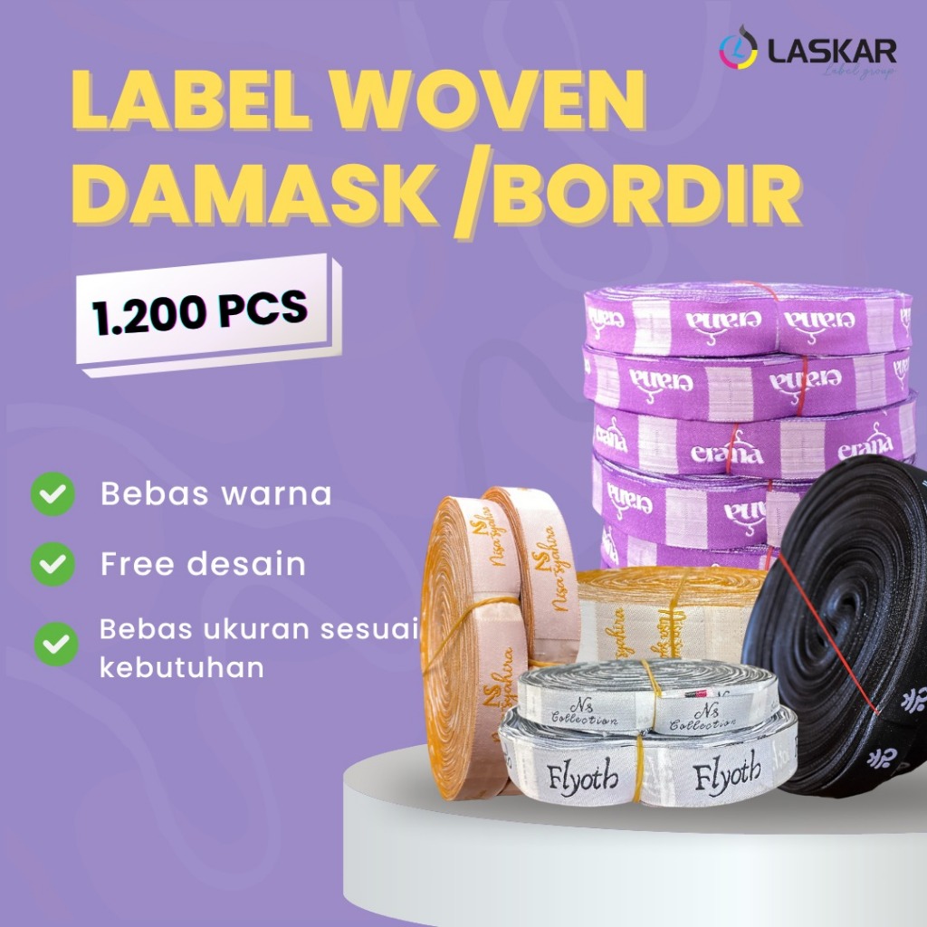 Jual woven label baju custom nama sendiri untuk baju di pondok border ...