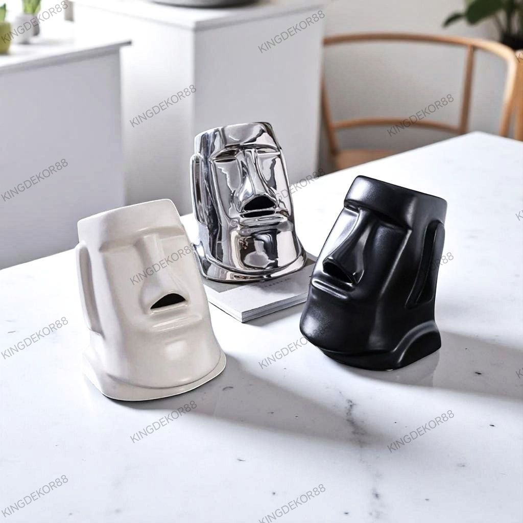 Jual KD88 MOAI | Tempat Tisu Keramik Patung Moai | Tissue Box Hidung ...