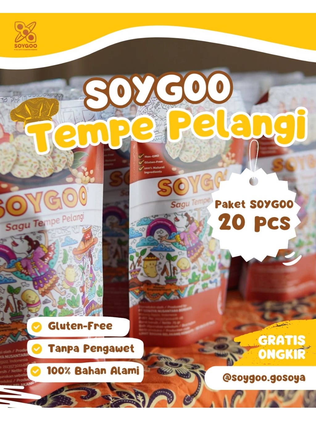 Jual Paket 20 PCS SOYGOO Sagu Tempe Pelangi Oleh-oleh Malang Keripik ...