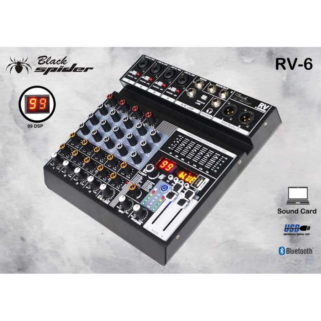 Jual Mixer audio blackspider 6 channel rv6 original black spider rv 6 ...