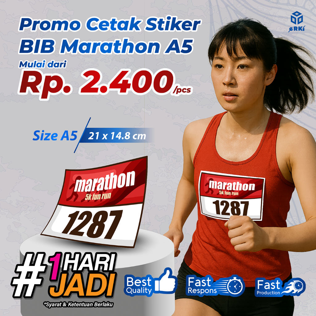 Jual Stiker Nomor Dada Lomba Lari BIB A5 | Vinyl Anti Air | Cetak ...