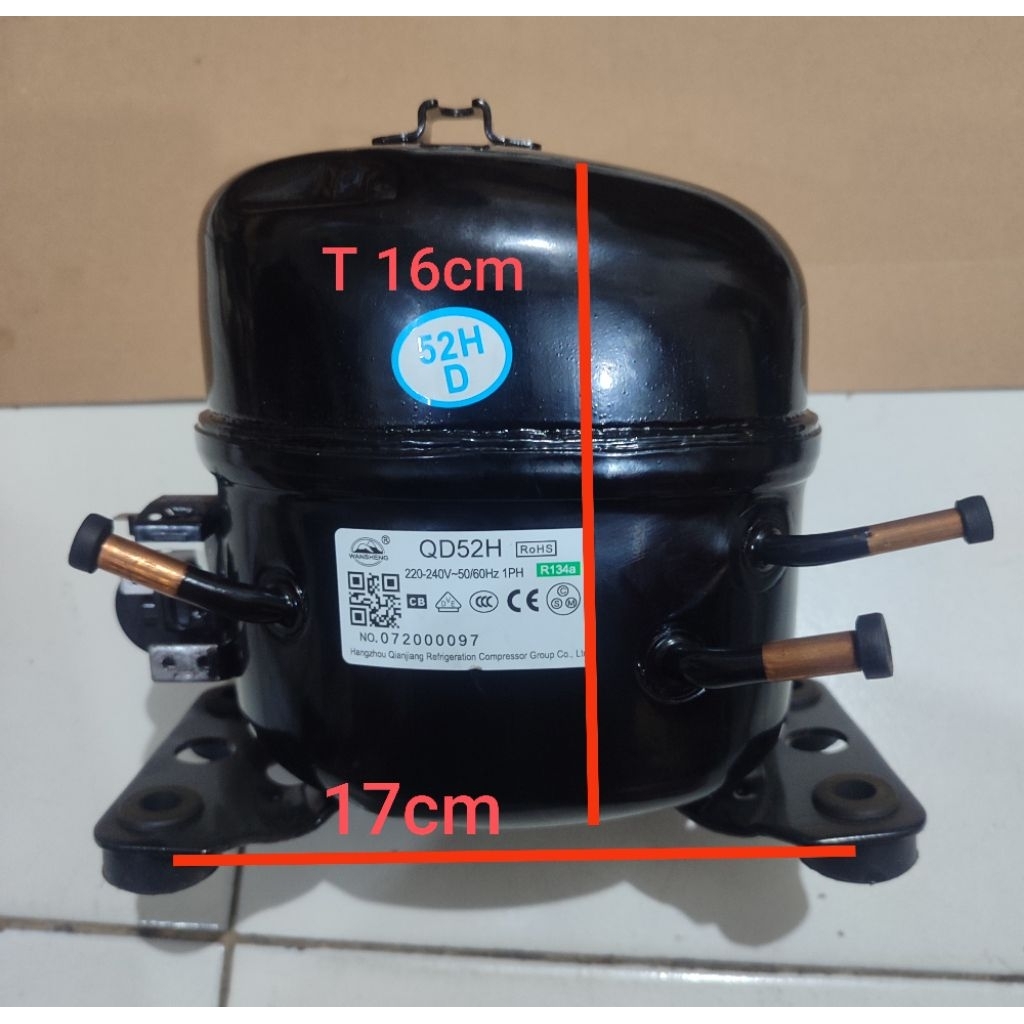 Jual Kompresor Freezer Book Aqua 200L-300L QD52H 1/6pk Original ...