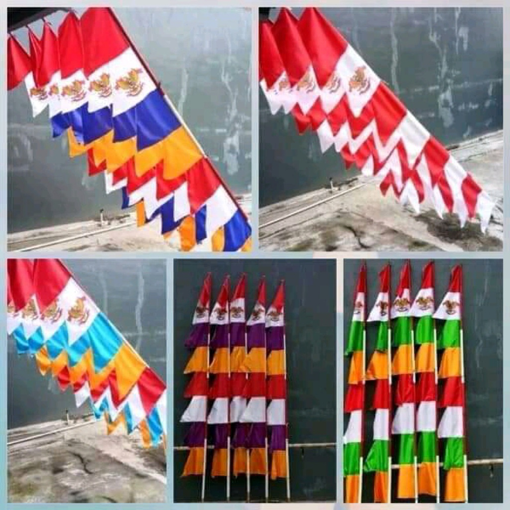 Jual Bendera merah putih indonesia umbul umbul zigzag 10mata merah putih dan kombinasi warna ...