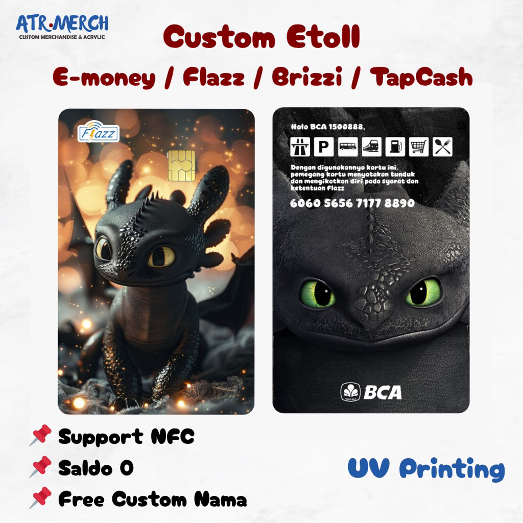 Jual CUSTOM ETOLL TOOTHLESS || EMONEY FLAZZ BRIZZI TAPCASH PRINT UV 2 ...