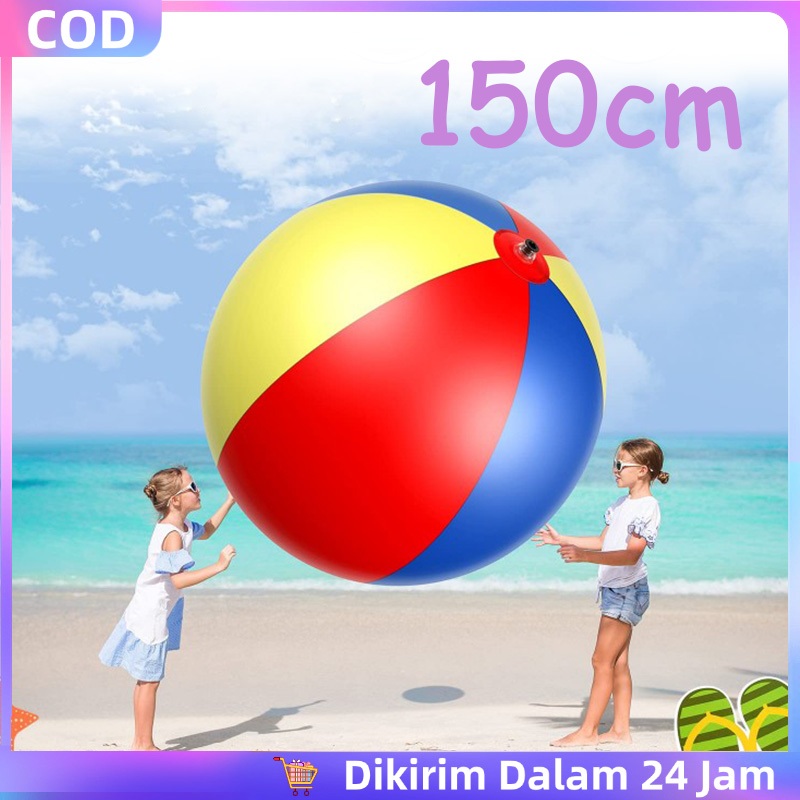 Jual Bola Pantai Anak Tiup Jumbo Raksasa Glossy Colorfull Rainbow Ball ...