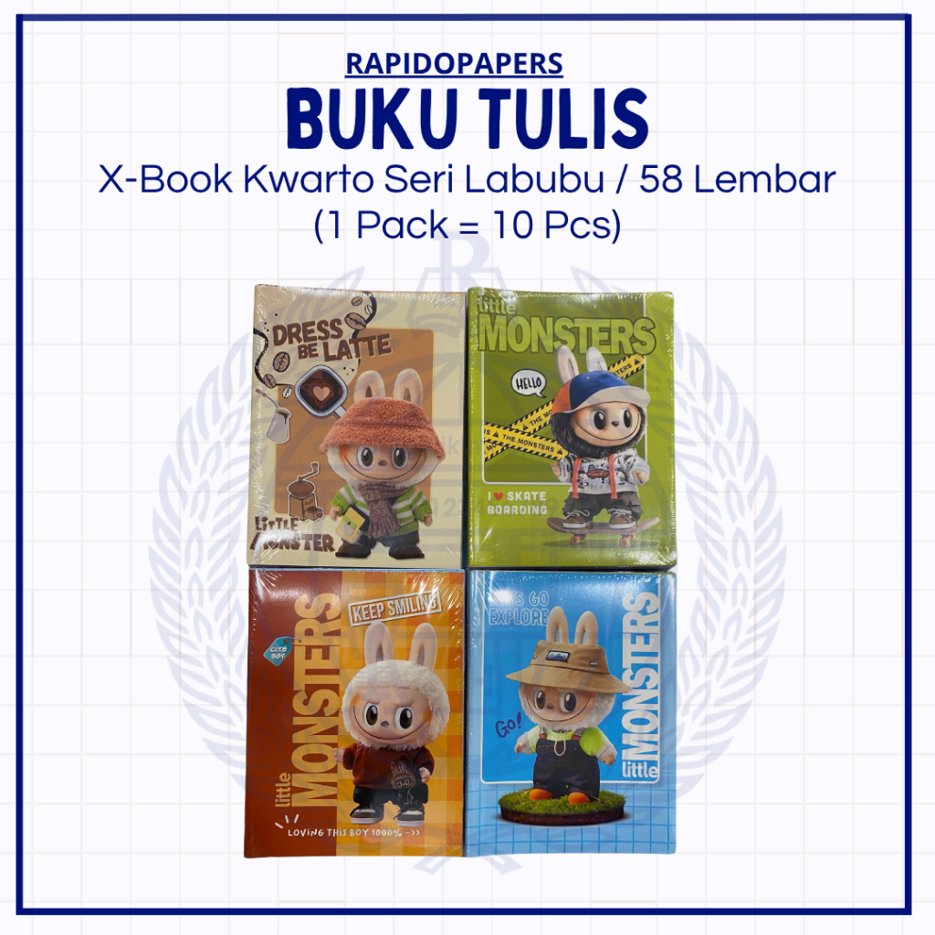 Jual Buku Tulis Labubu [X-BOOK, 1 Pack isi 10 Buku, 58 Lembar] Alat ...
