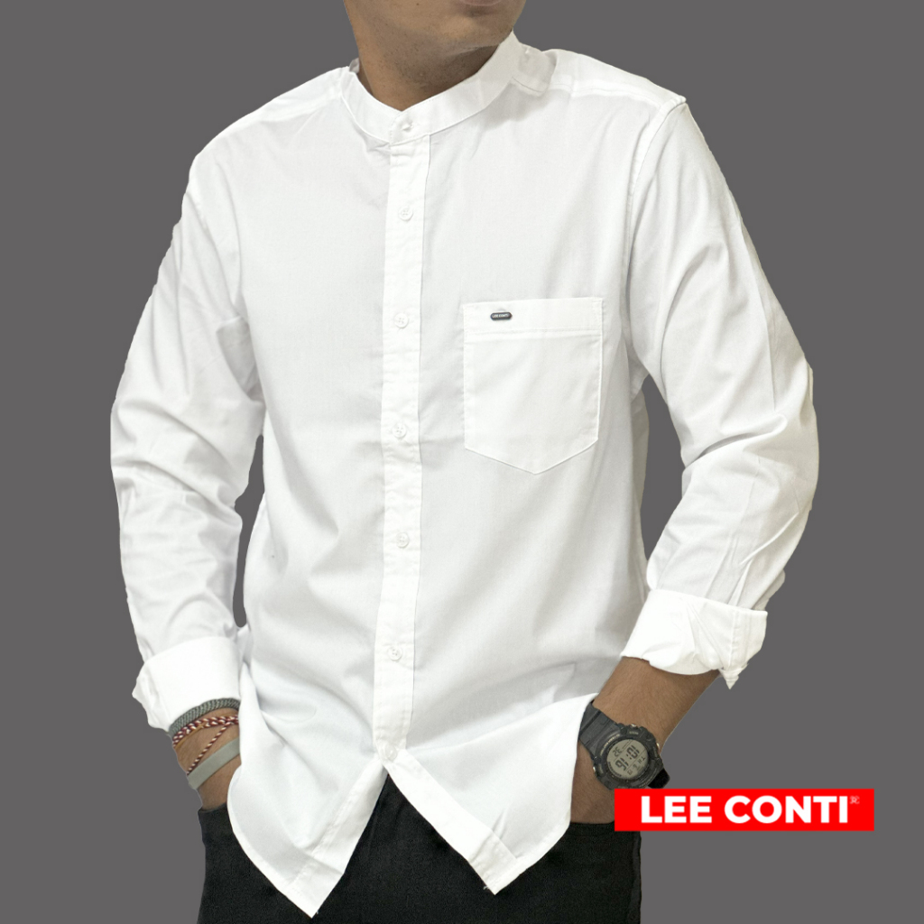 Jual LEE CONTI Kemeja Pria Koko Putih Lengan Panjang Stretch | Shopee ...