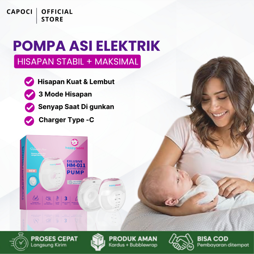 Jual HAPPYMOMI Pompa ASI Elektrik / Wireless Pompa ASI Electric 180ml ...