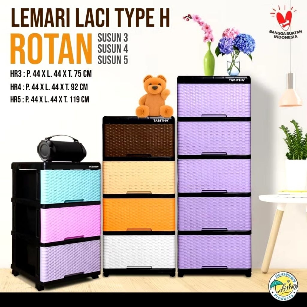Jual Lemari laci tabitha rotan / lemari box susun plastik / lemari laci ...