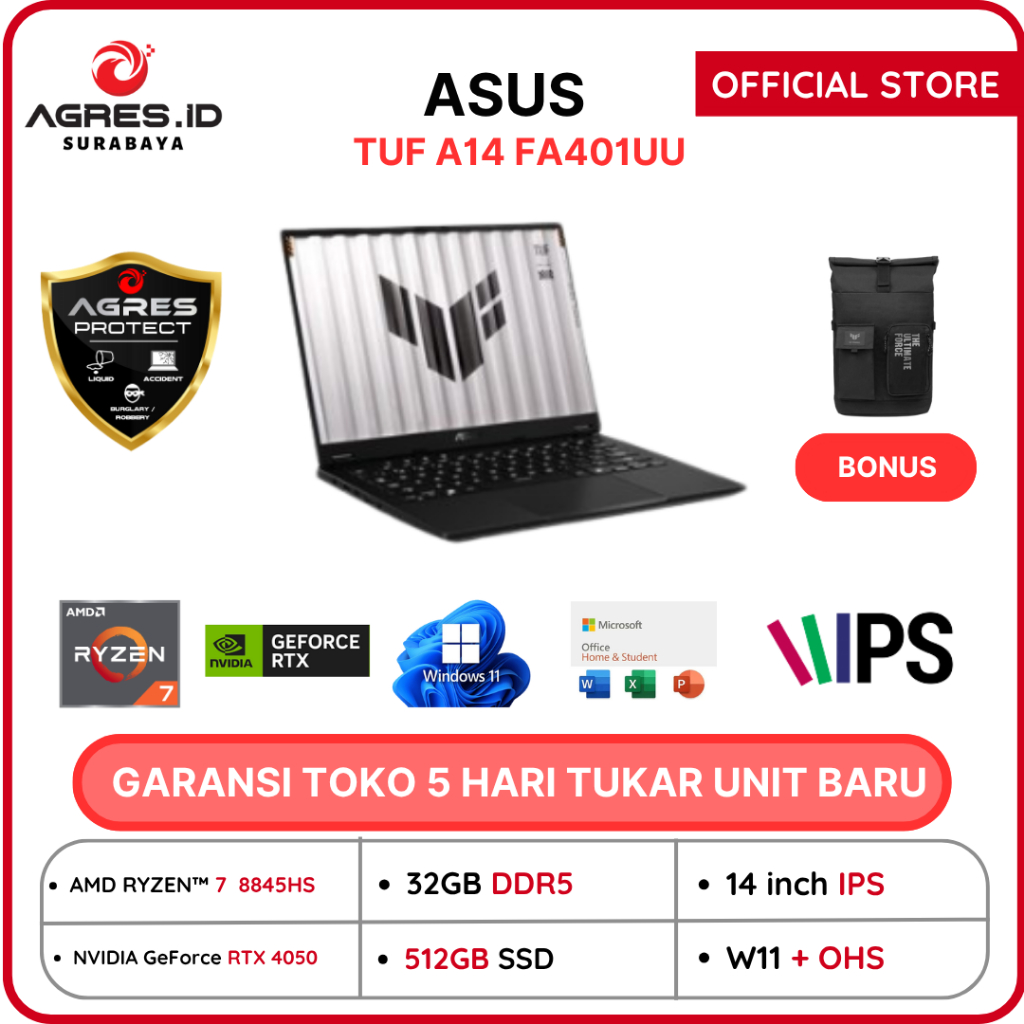 Jual ASUS TUF A14 FA401UU RYZEN 7 8845HS RTX4050 6GB/ 32GB 512GB ...