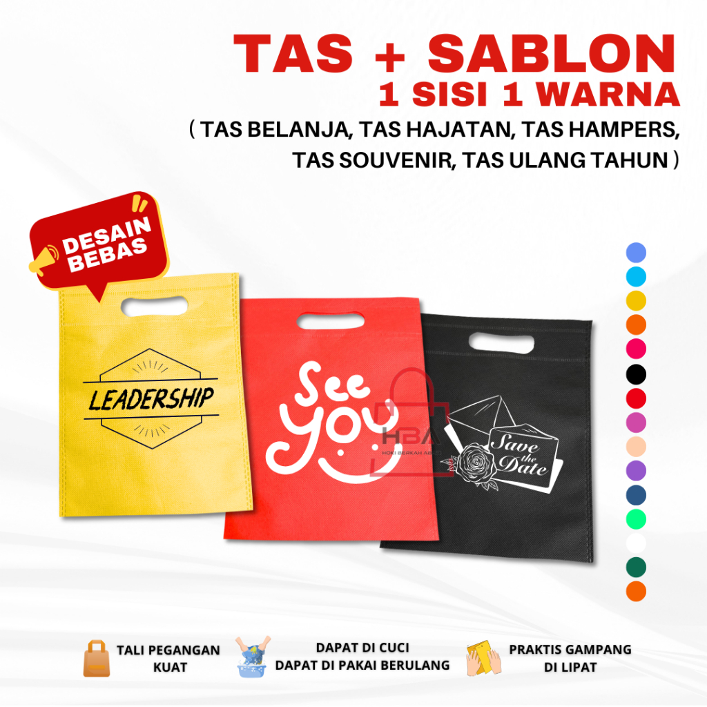 Jual CUSTOM SABLON PLUS TAS Goodie Bag OVAL 1 SISI 1 WARNA Uk 20X26 ...