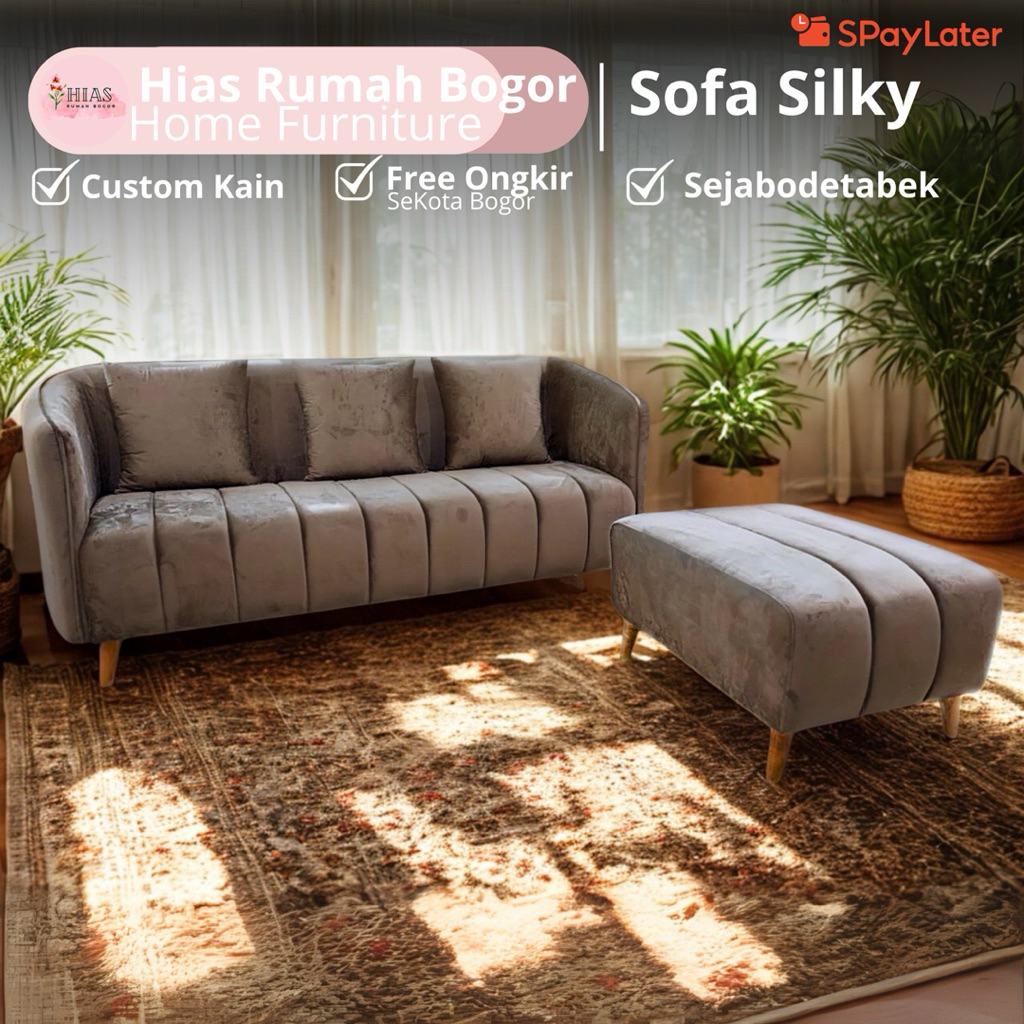 Jual Sofa silky/Sofa minimalis/Sofa 3seater+stool | Shopee Indonesia