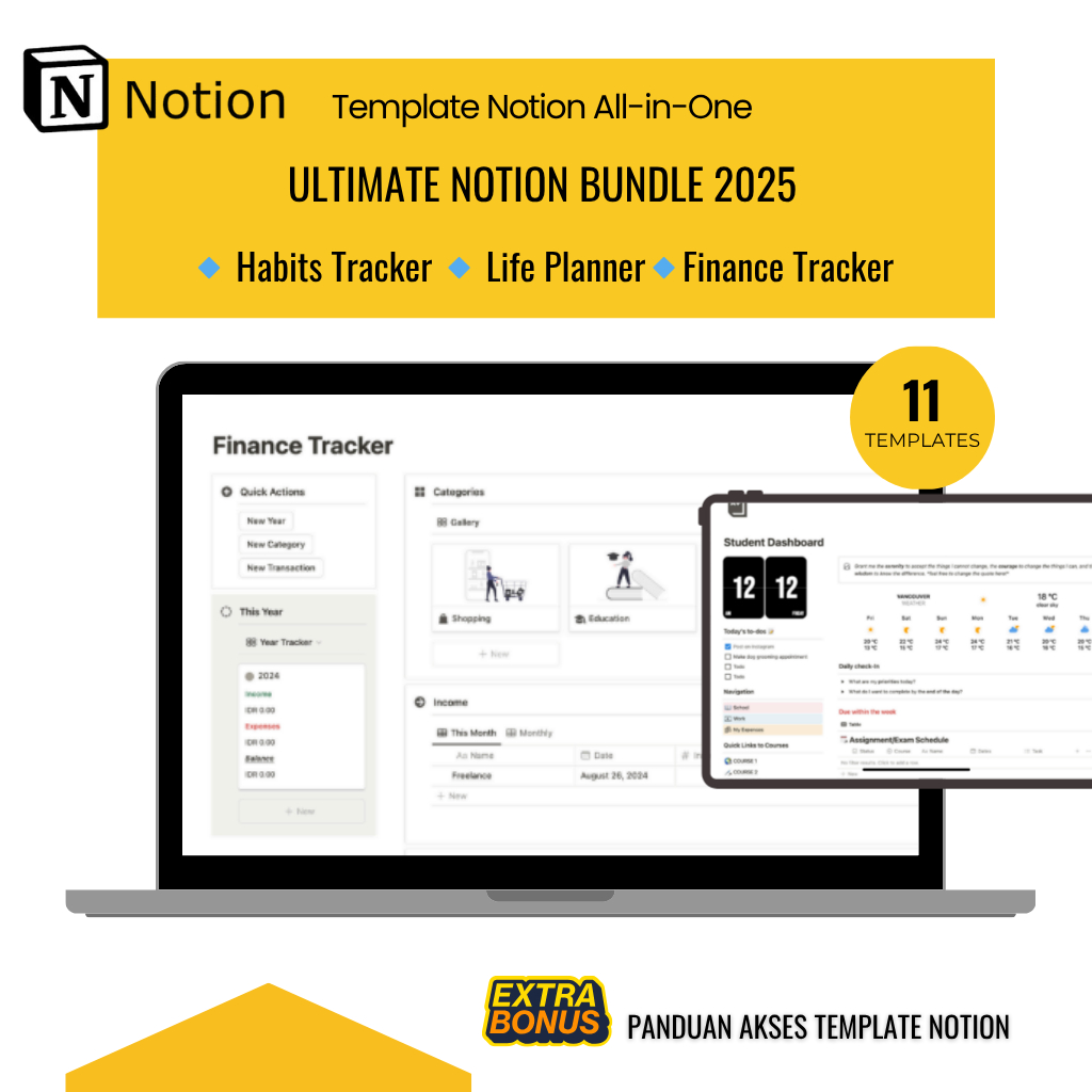 Jual Template Ultimate Notion Bundle | Planner Digital | Productive Tracker | Notion Planner ...