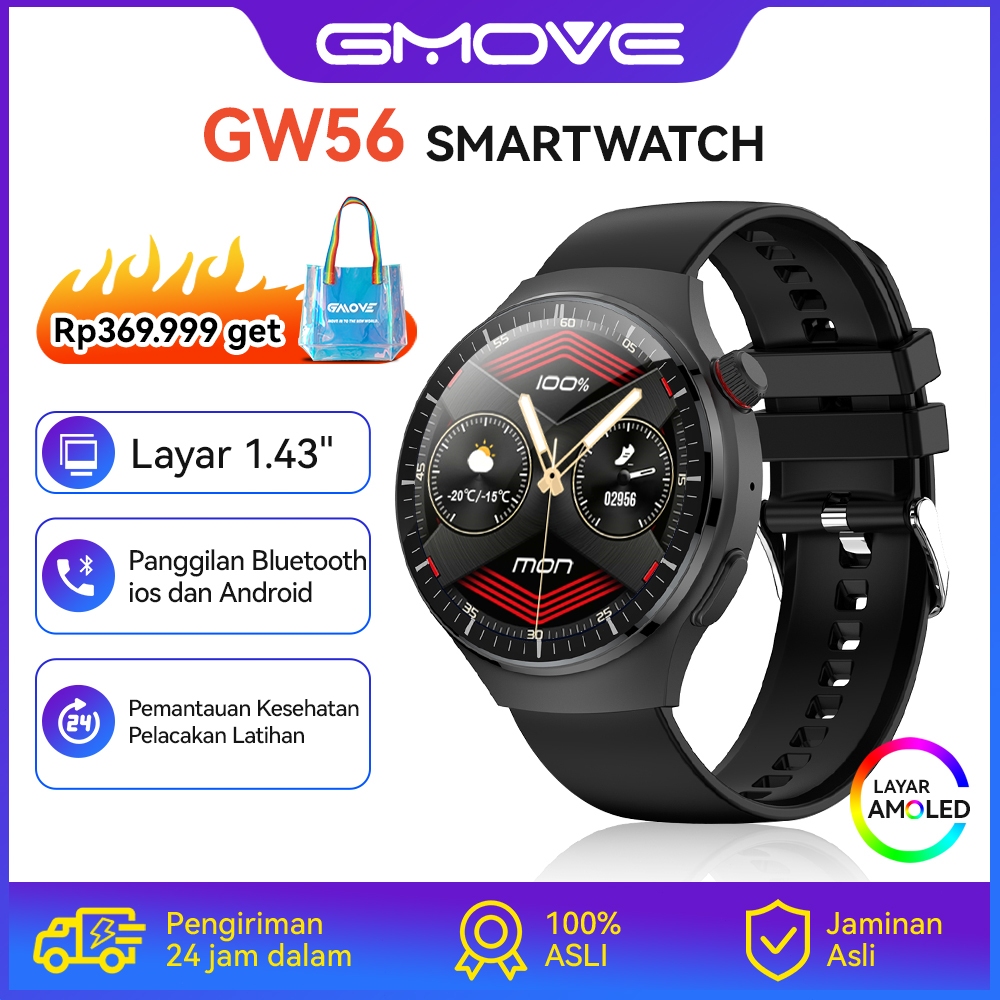 Jual GMove GW56 Pro Amoled Smartwatch Canggih Dengan SpO2 & Notifikasi ...