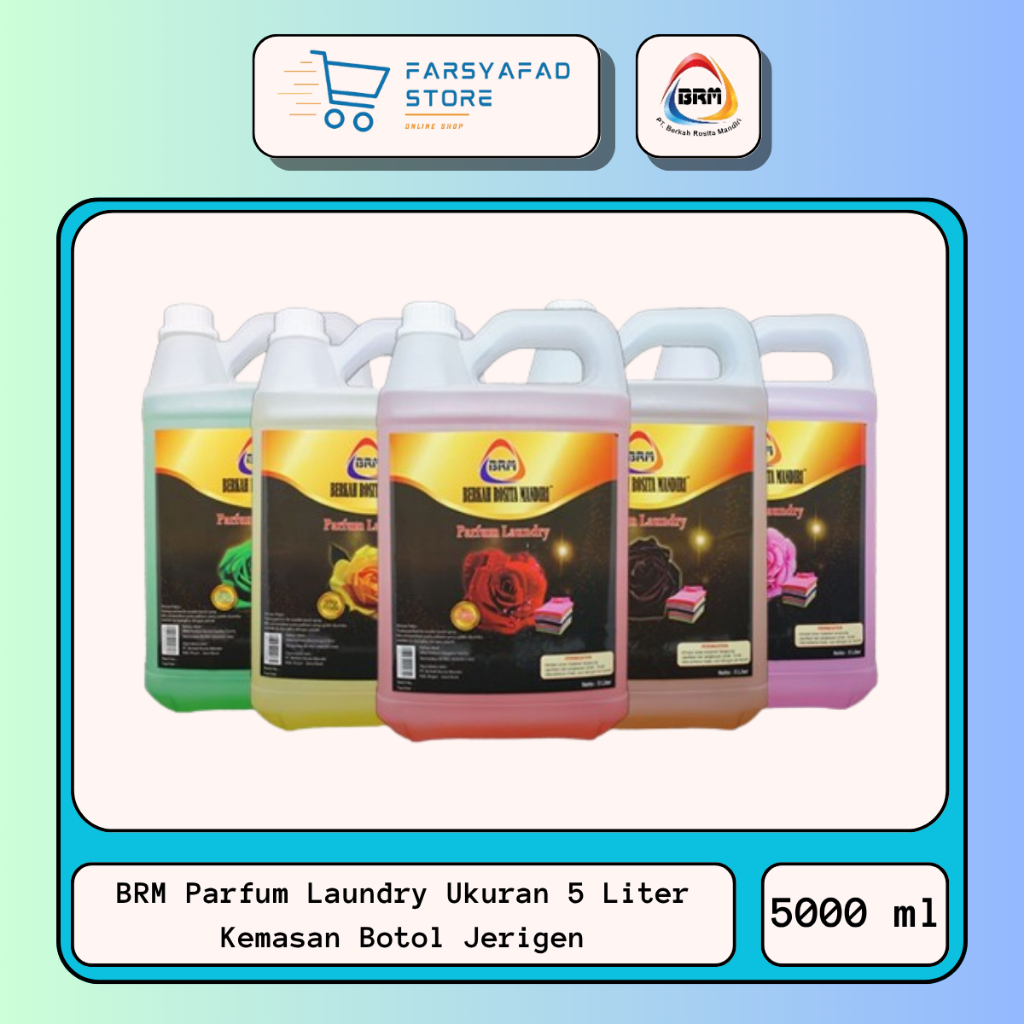 Jual BRM Parfum Laundry Ukuran 5 Liter Kemasan Botol Jerigen Mawar Super laundry All Varian ...