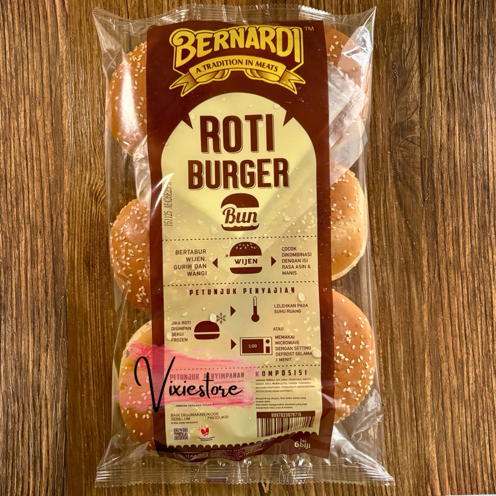 Jual Bernardi Roti Burger Bun Wijen Beku Isi 6 300gr | Shopee Indonesia