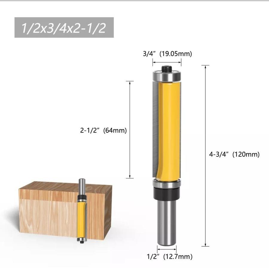Jual Mata Profil Router Flush Trim Shank 12,7mm X 64mm double bearing ...