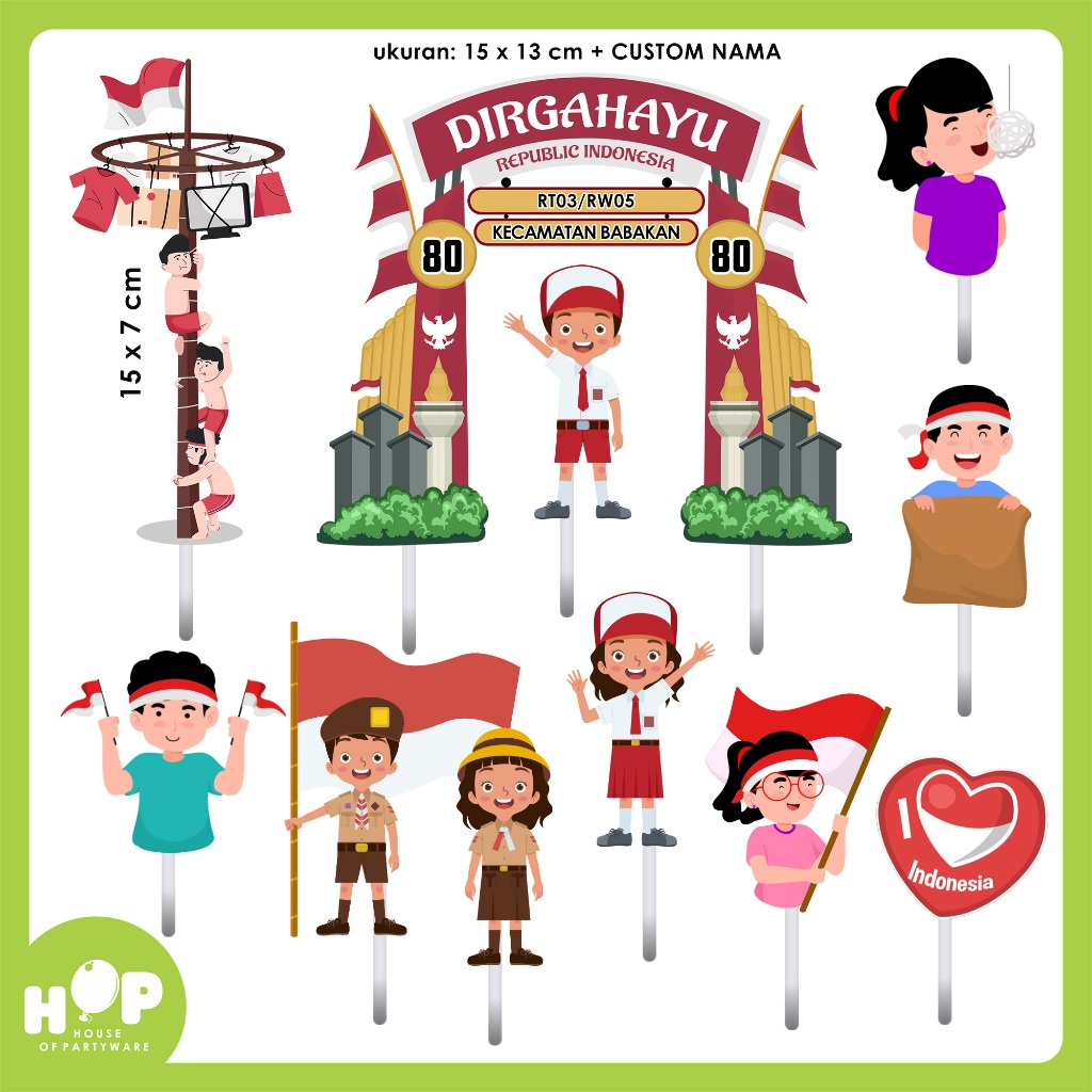 Jual Tumpeng Topper Gapura 17 AGUSTUS 2025 Custom Nama / HUT RI 80 ...