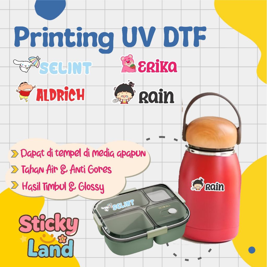 Jual Cetak Stickers UV DTF - Label Nama - Sticker Nama bisa tempel ...