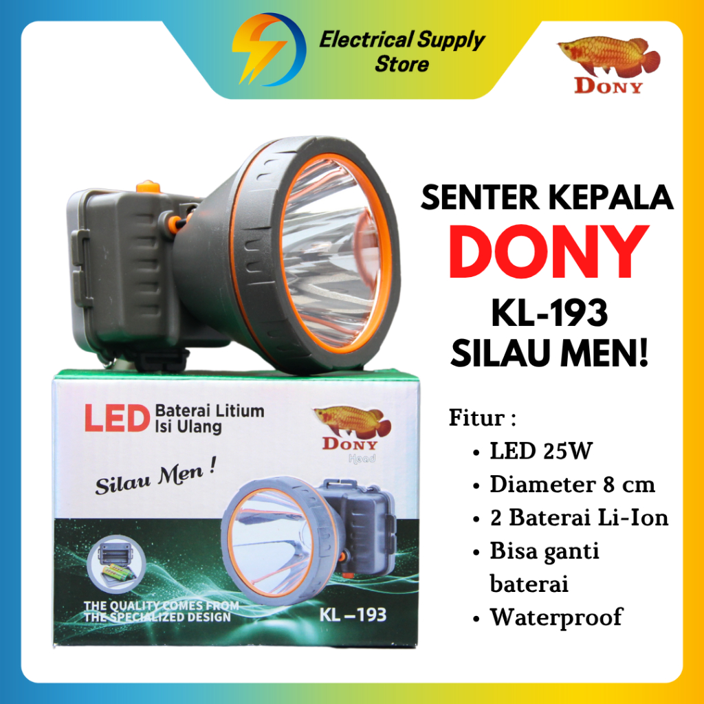 Jual SENTER KEPALA DONY KL-193 | LED 25 W | TERANG | CAHAYA PUTIH DAN ...