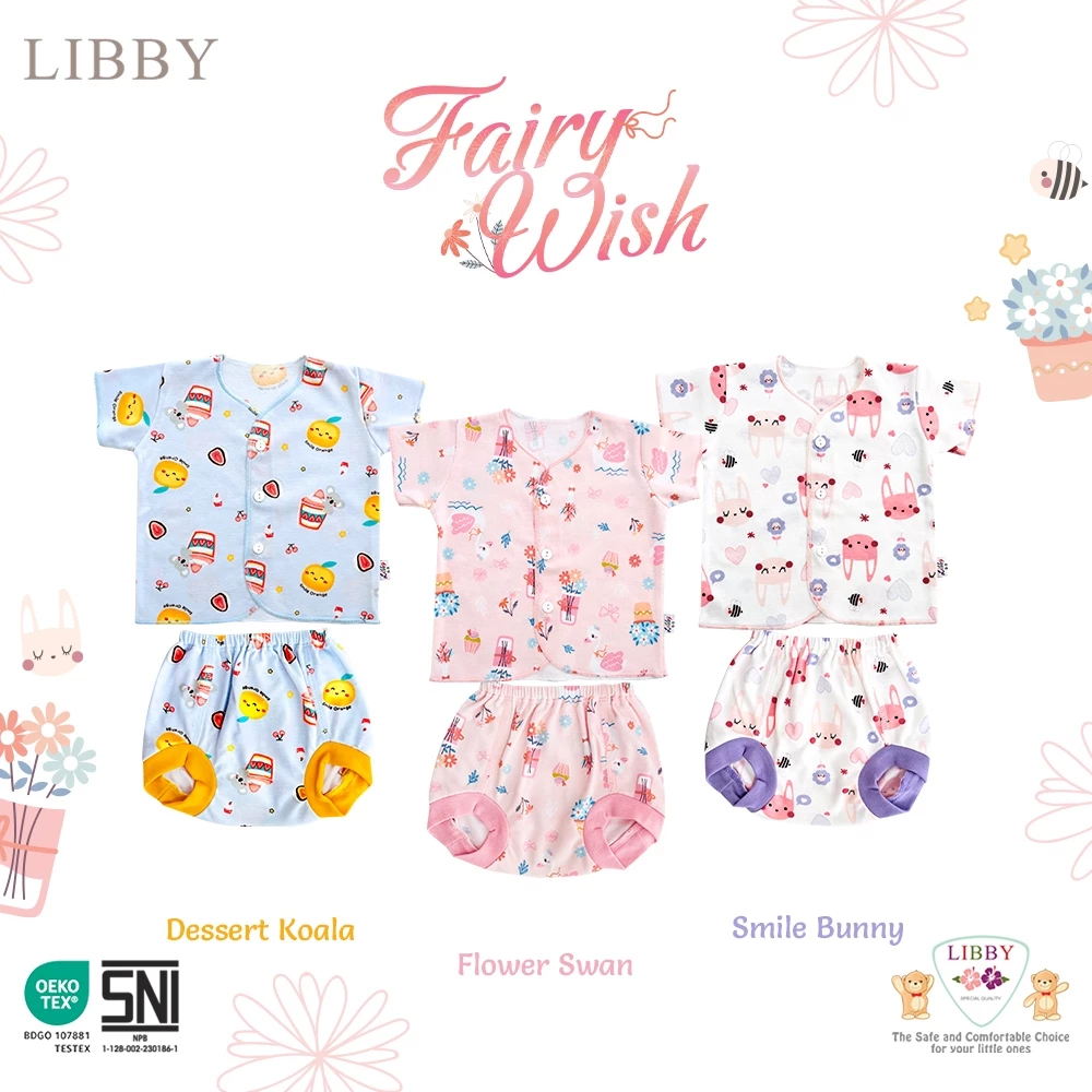Jual Libby Baby Setelan Pendek Newborn - Fairy Wish(0-3 Bulan) | Shopee ...