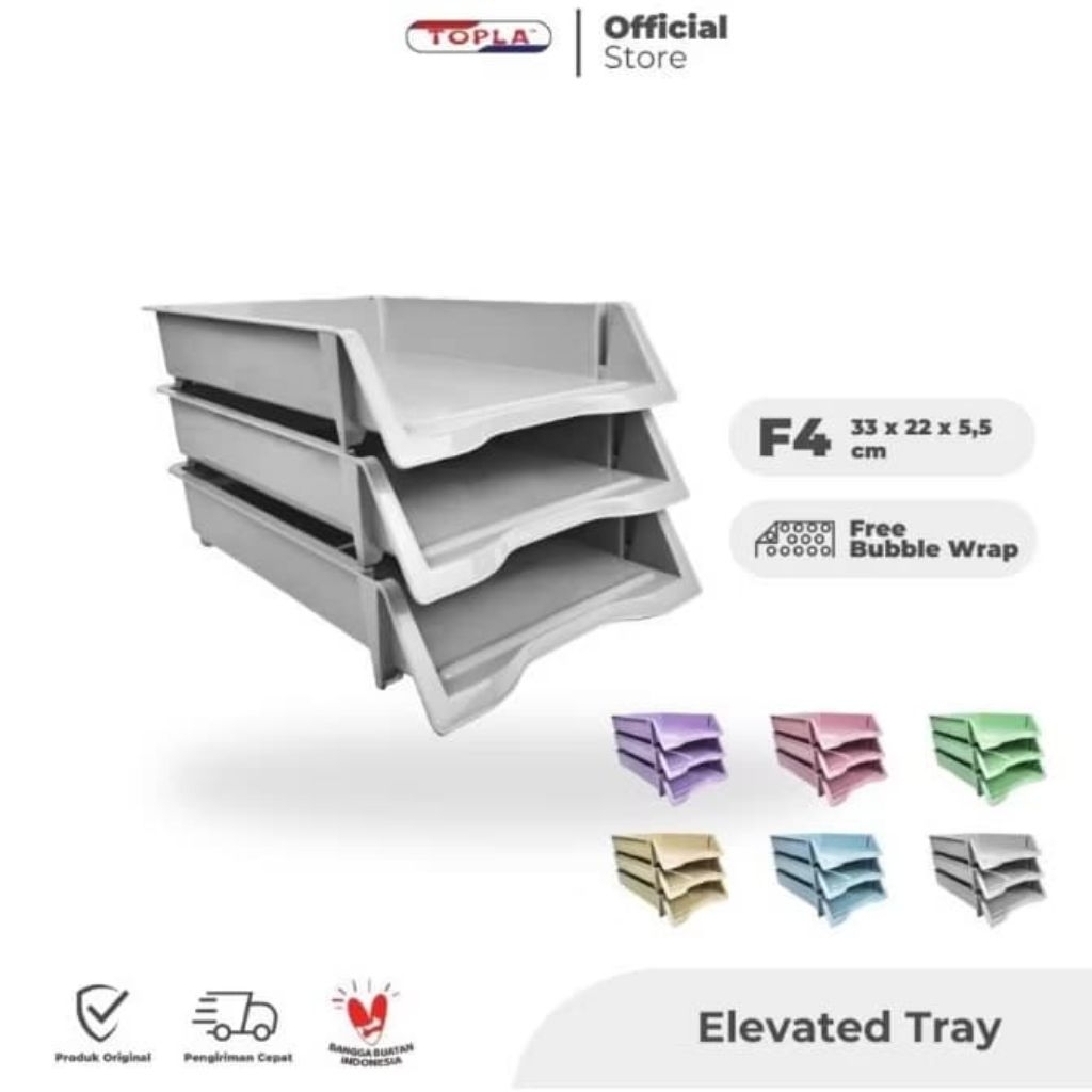 Jual TOPLA Elevated Tray Pastel / Rak Susun Plastik Topla 3 Tingkat ...