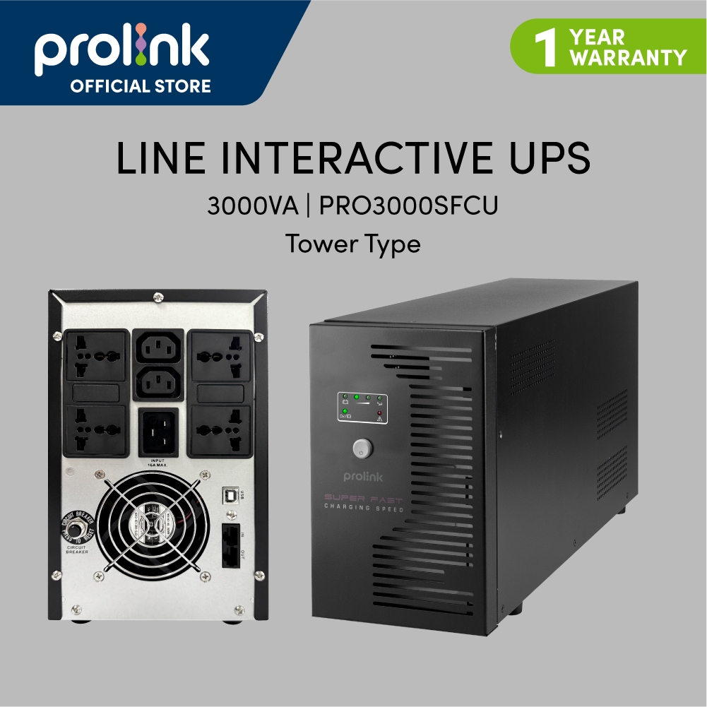 Jual Prolink 3000VA /1800 Watt Line Interactive UPS Super Fast Charging ...