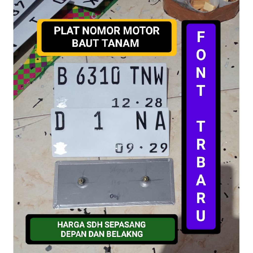 Jual CUSTOM NAMA PLAT HARGA Sepasang // 2 PCS // PLAT BAUT TANAM ...