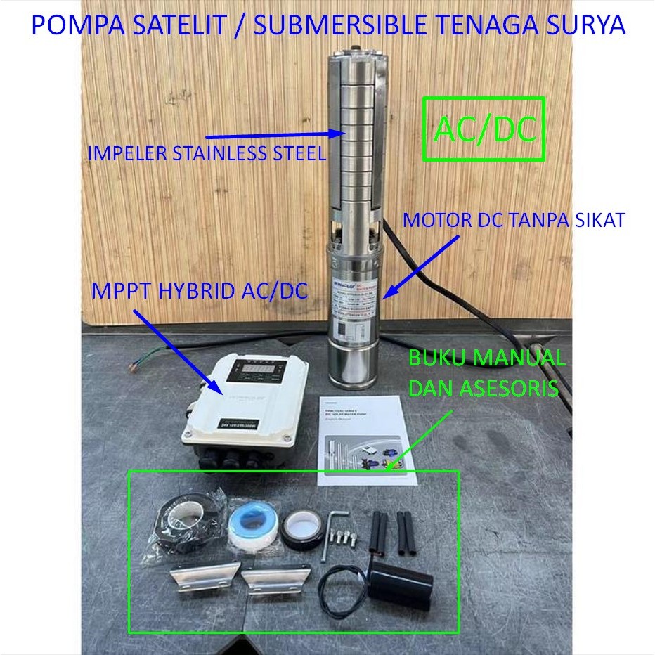 Jual Brushless Solar Submersible Water Pump Pompa Satelit Tenaga Surya ...
