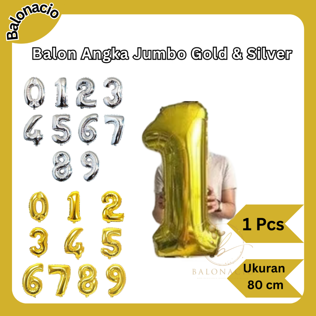 Jual BALON ANGKA JUMBO GOLD SILVER 80 cm | Shopee Indonesia