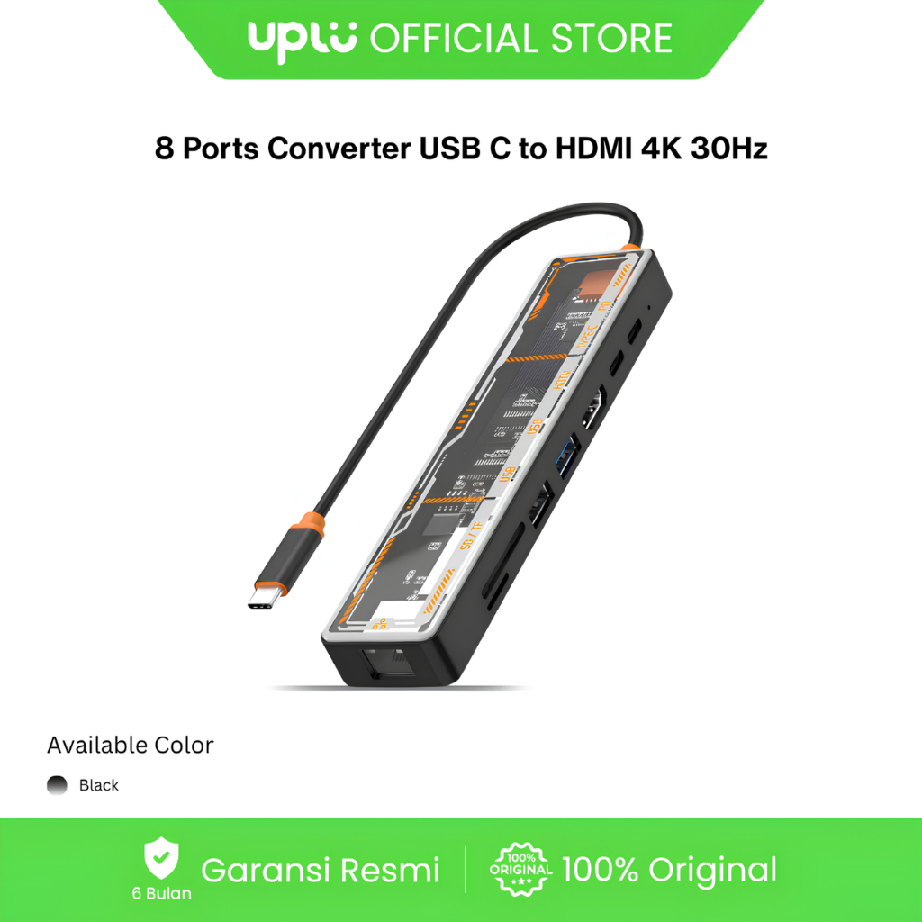 Jual UPLU Adapter Usb Hub Type C to Hdmi 4k 30Hz Converter 8in1 Rj45 SD ...