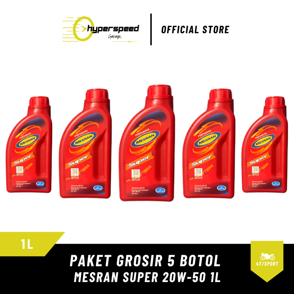 Jual Oli Mesran Super 1liter Paket 5 Botol SAE 20W-50 Original ...