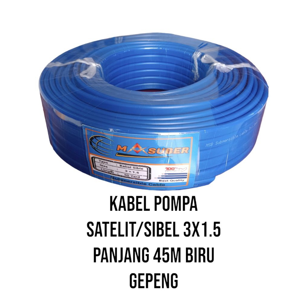 Jual KABEL POMPA SATELIT/SUBMERSIBLE 3x1.5mm SERABUT BIRU GEPENG ...