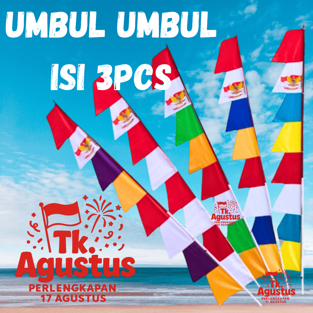 Jual 3pcs Bendera Umbul Umbul Garuda / Bendera Merah Putih Zig Zag 17 Agustus | Shopee Indonesia