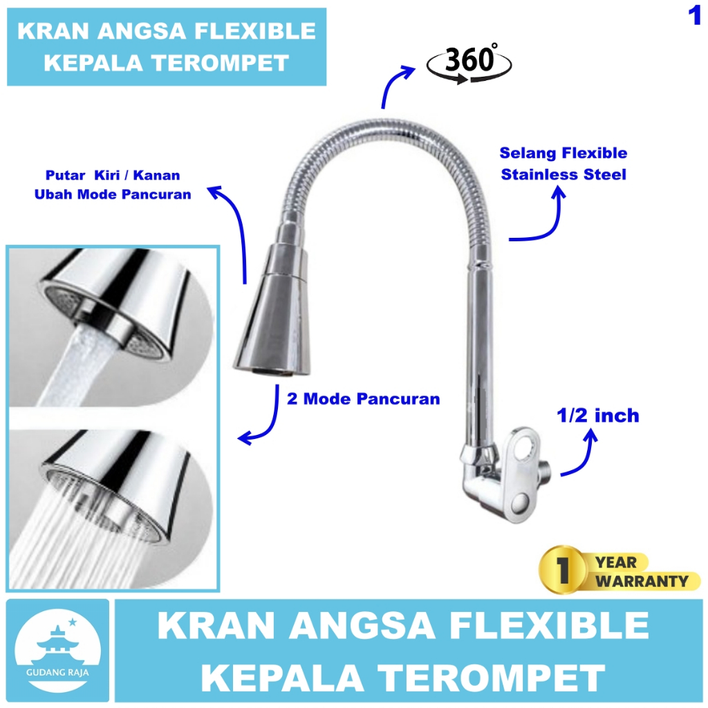 Jual Kran Angsa Wastafel Cuci Piring Flexible Fleksibel Terompet Keran ...