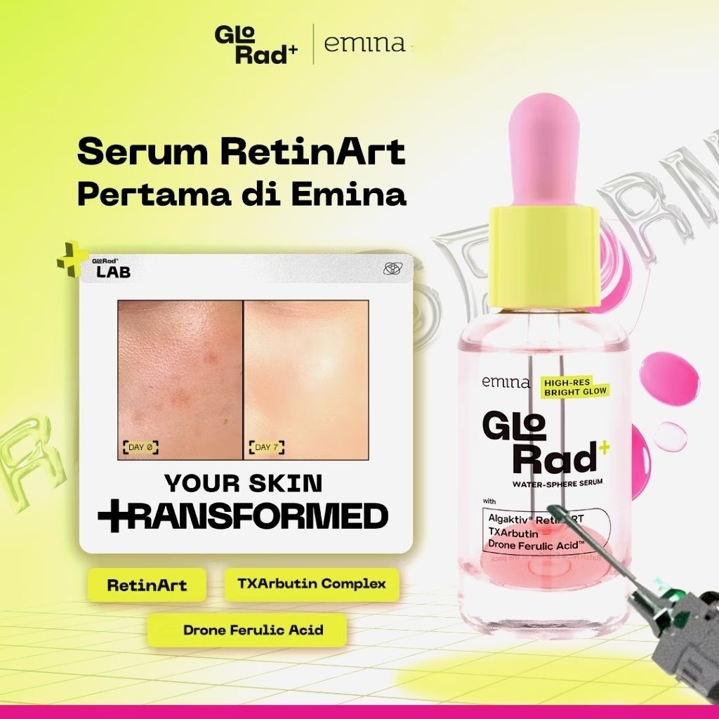 Jual EMINA glo rad+ high res bright glow water sphere serum 20 ml ...