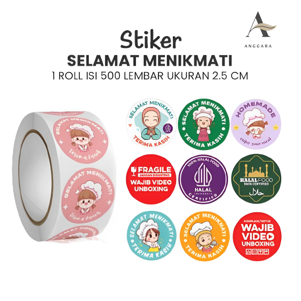 Jual Stiker Roll Halal Sticker Bulat isi 500 pcs Ukuran 2.5 cm Unik ...