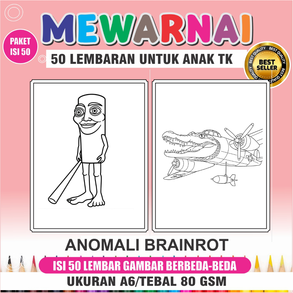 Jual Lembar Mewarnai Anomali Braninrot Isi 50 Lembaran untuk ANAK TK/SD ...