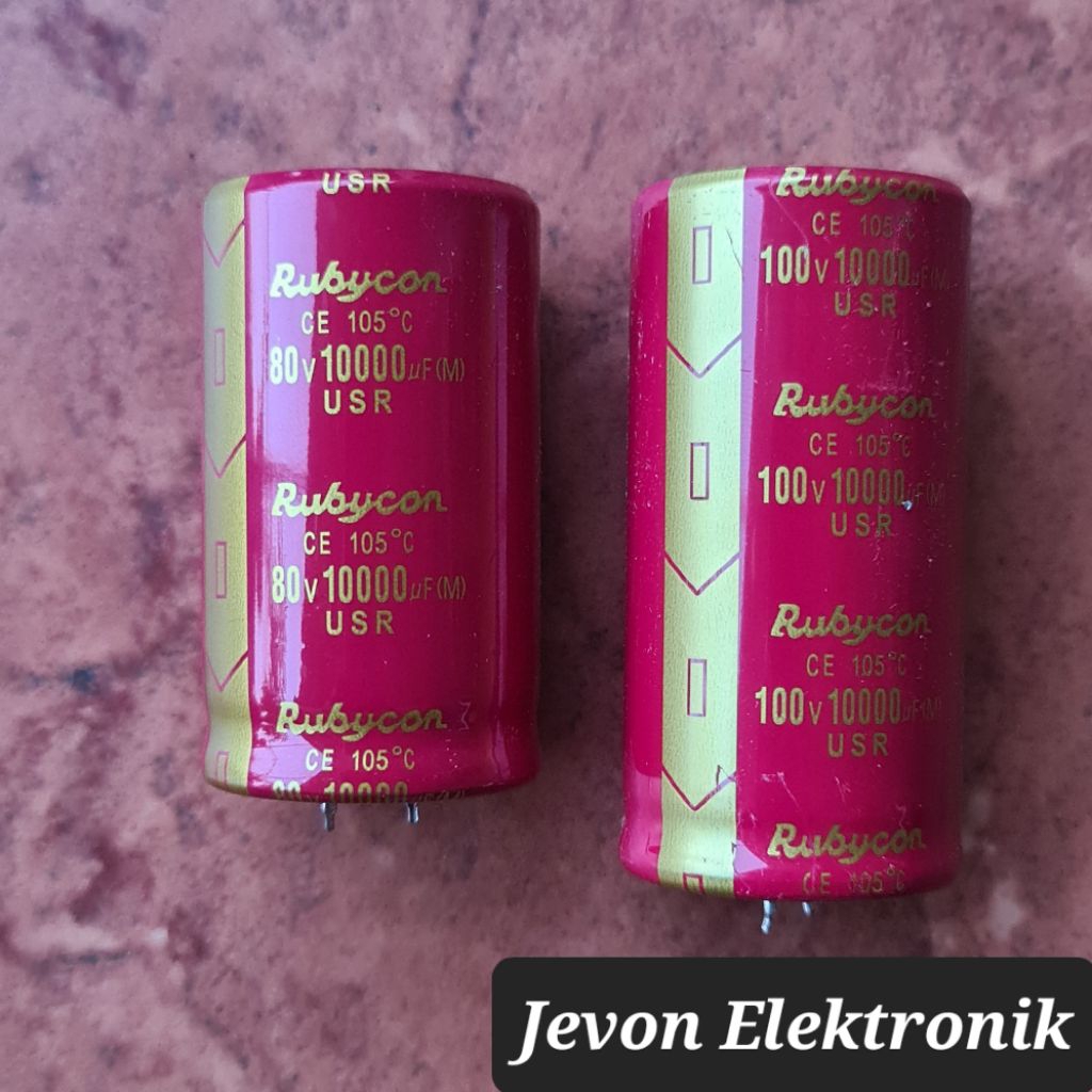 Jual Kapasitor Elko 10000 uf 50 80 100 v volt Rubycon Merah Original Capacitor Elco 10.000uf 50v ...