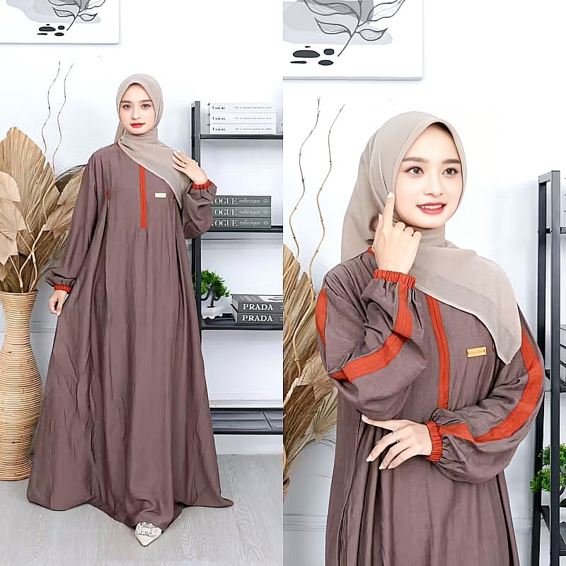 Jual FAIZA Dress Gamis Wanita Muslim Polo Linen Polos Busui Cantik ...