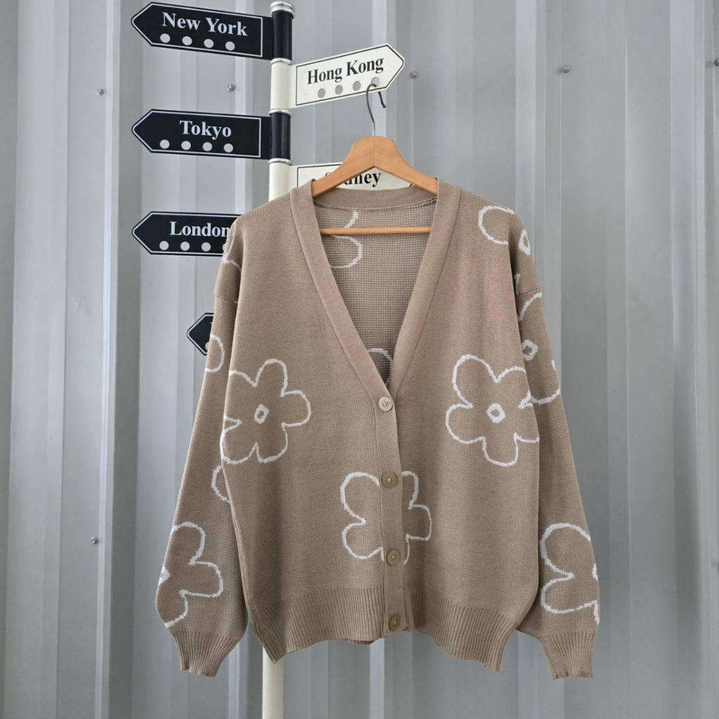Jual KARDIGAN TEBAL - POISED CARDY - OUTHER RAJUT OVERSIZE BUNGA KOREAN STYLE | Shopee Indonesia