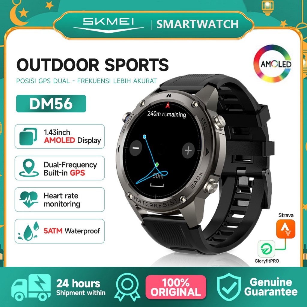 Jual 【SKMEI】 DM56 Smartwatch GPS Map | 1.43 Amoled | 5ATM Waterproof ...