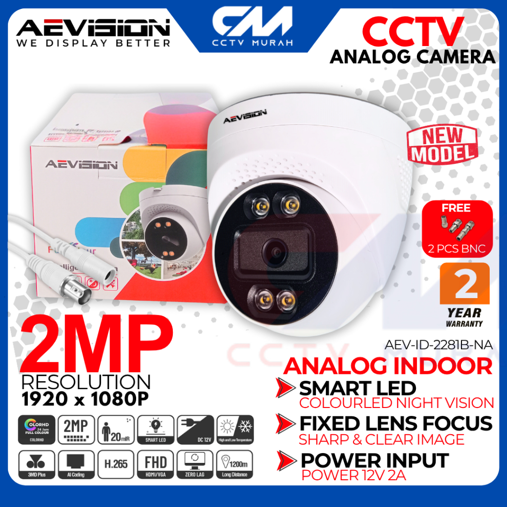 Jual Kamera CCTV Indoor Analog Full HD, 2 Megapixel Colorvue Berwarna ...