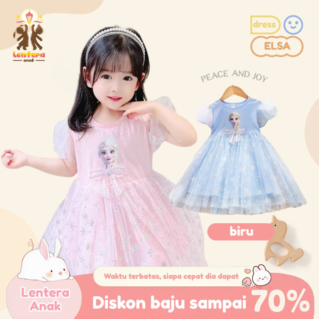 Jual [Lentera Anak] 1-9 Tahun Dress Frozen Pita Anak Perempuan katun ...