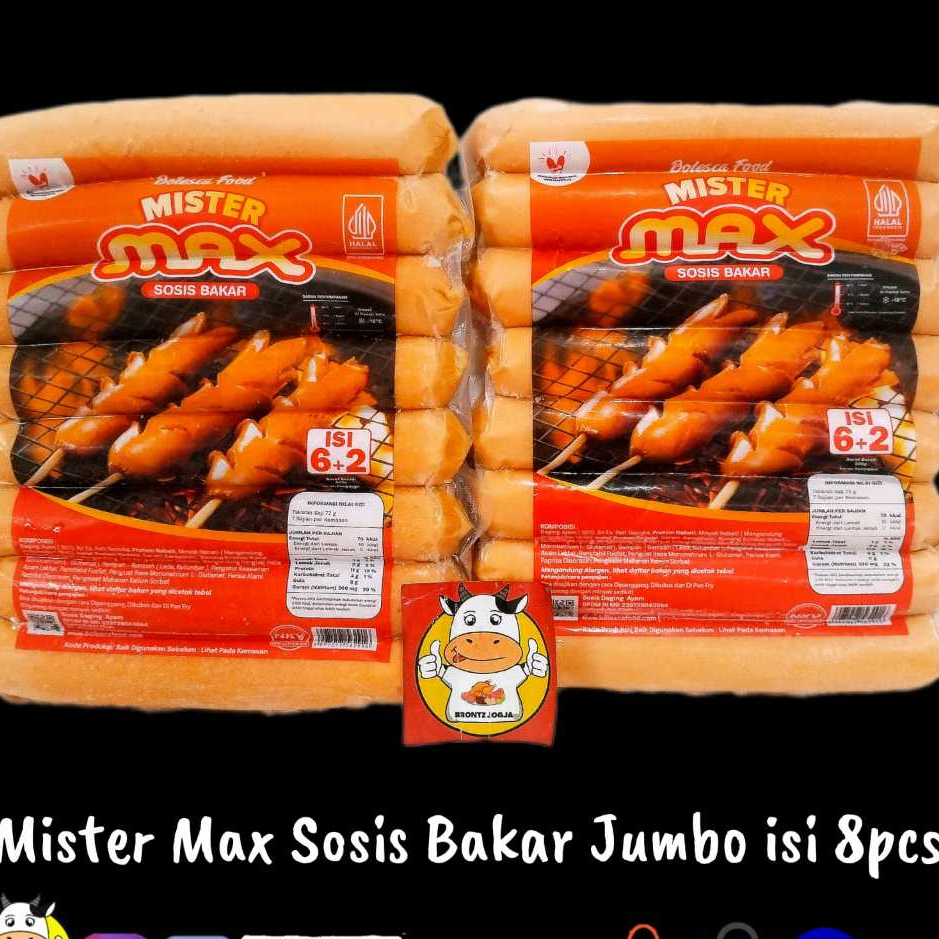 Jual SOSIS BAKAR MISTER MAX JUMBO KEMASAN BARU ISI 8 -FROZEN FOOD ...