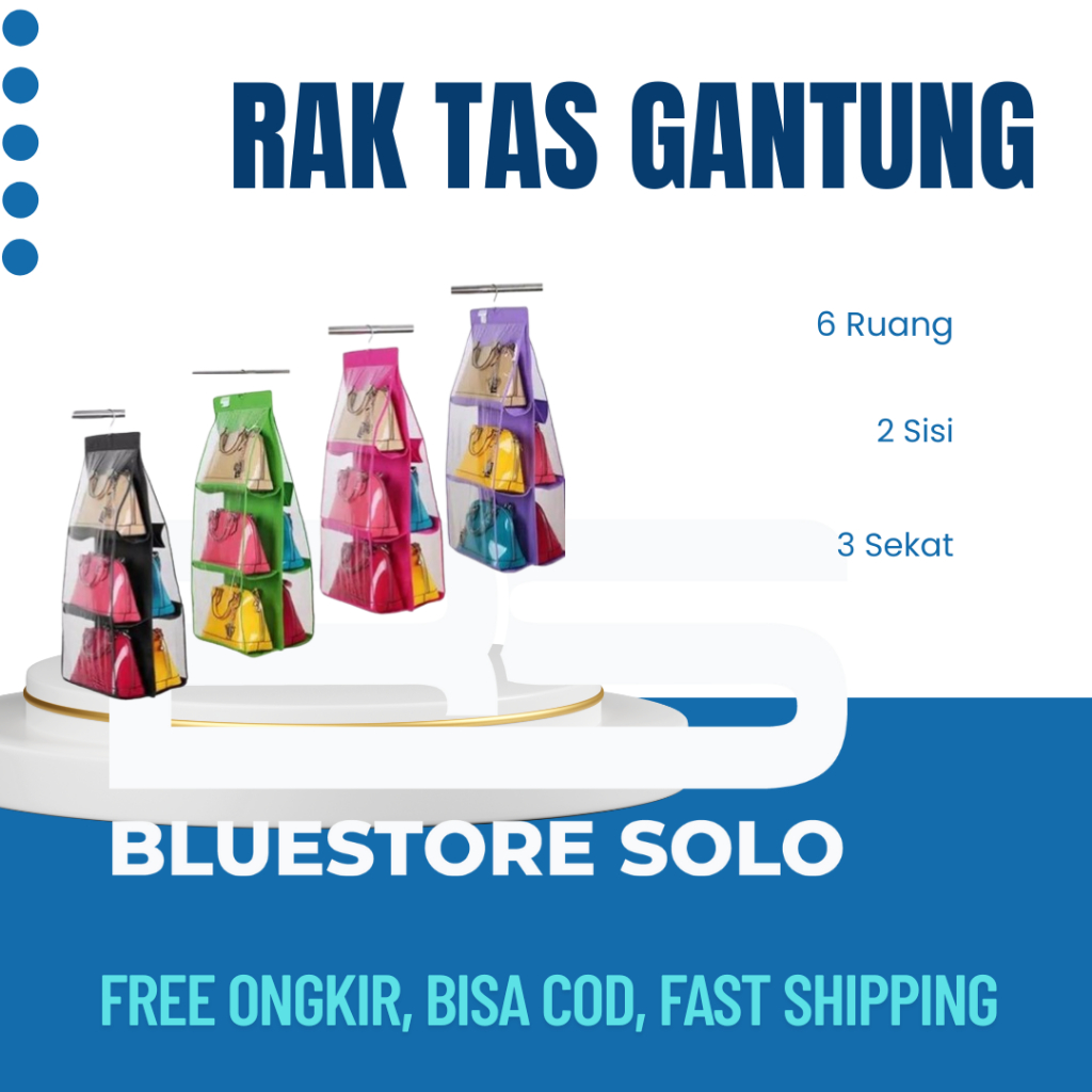 Jual Rak Tas Penyimpanan Tas Gantung 6 Ruang 2 Sisi Serbaguna Hanging ...