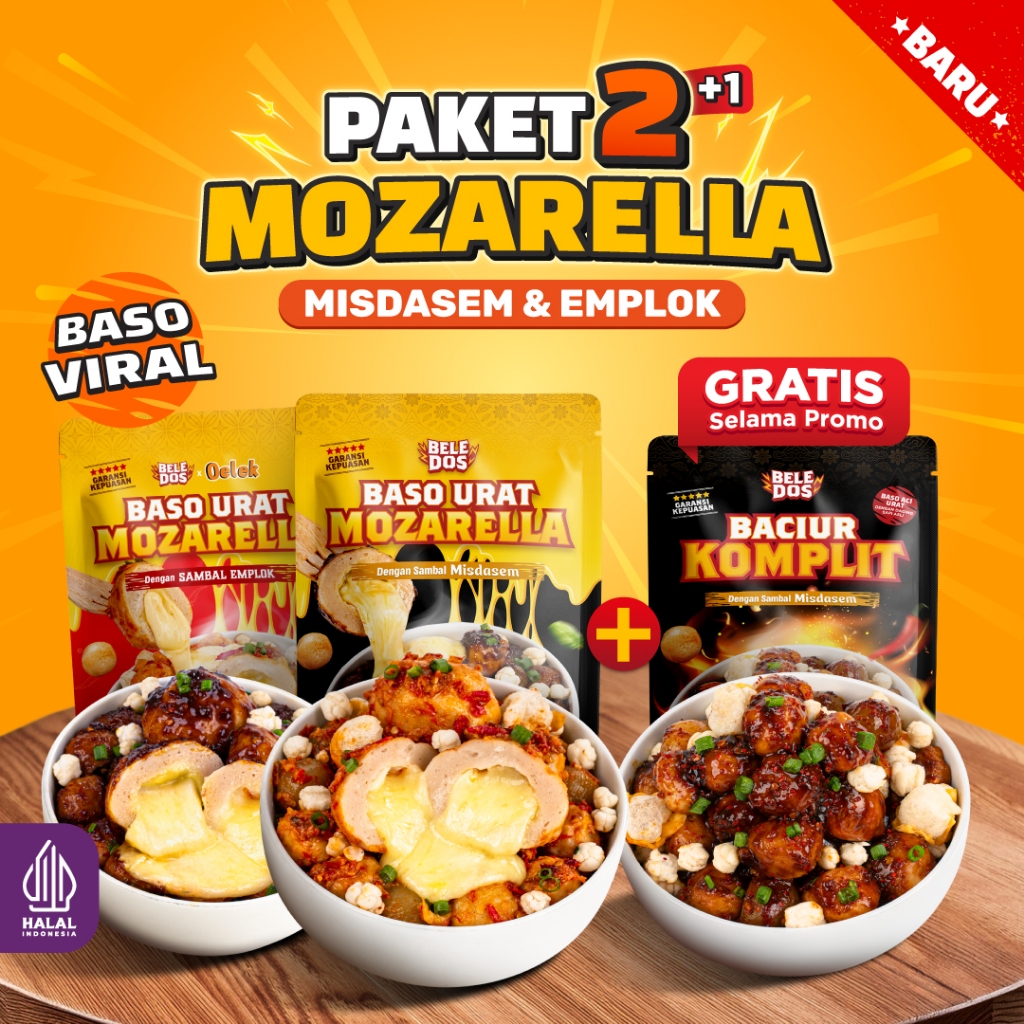 Jual [Promo Paket 2+1] Gratis Baciur Komplit - Beledos Baso Urat Keju ...
