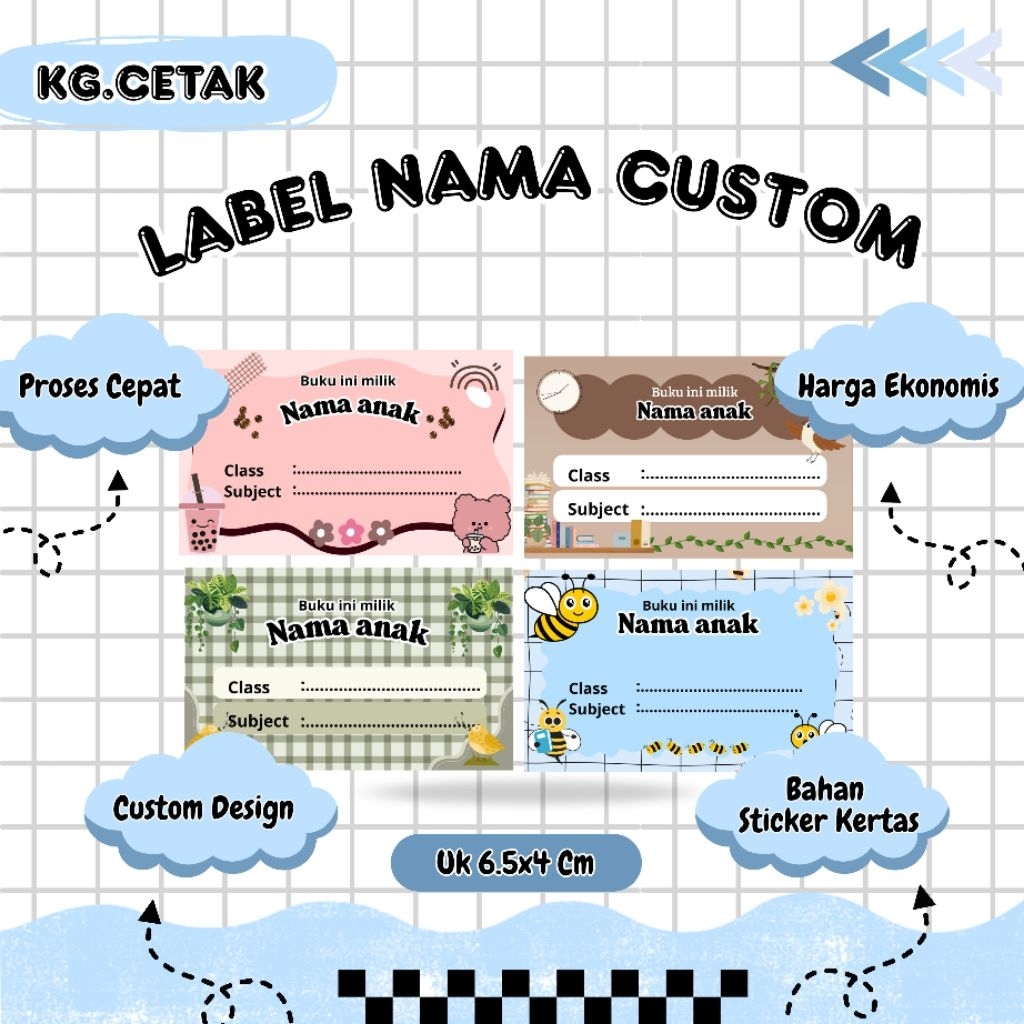 Jual CETAK LABEL NAMA CUSTOM/CETAK LABEL NAMA MAPEL ANAK/CETAK LABEL ...